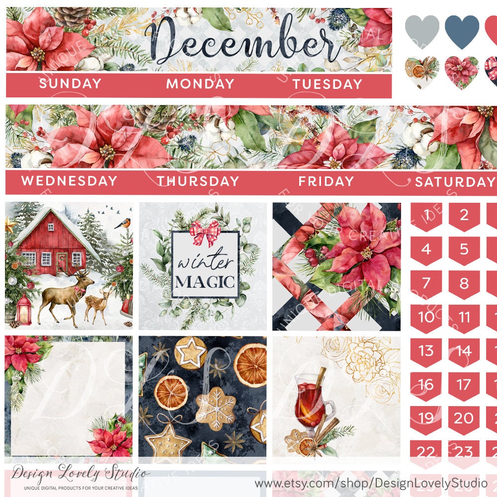 Printable DECEMBER Planner Stickers Big Happy Planner - Etsy