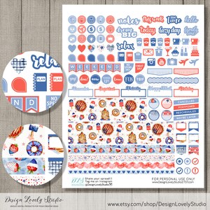Printable 4TH OF JULY Weekly Sticker Kit, July Weekly Planner Stickers ...