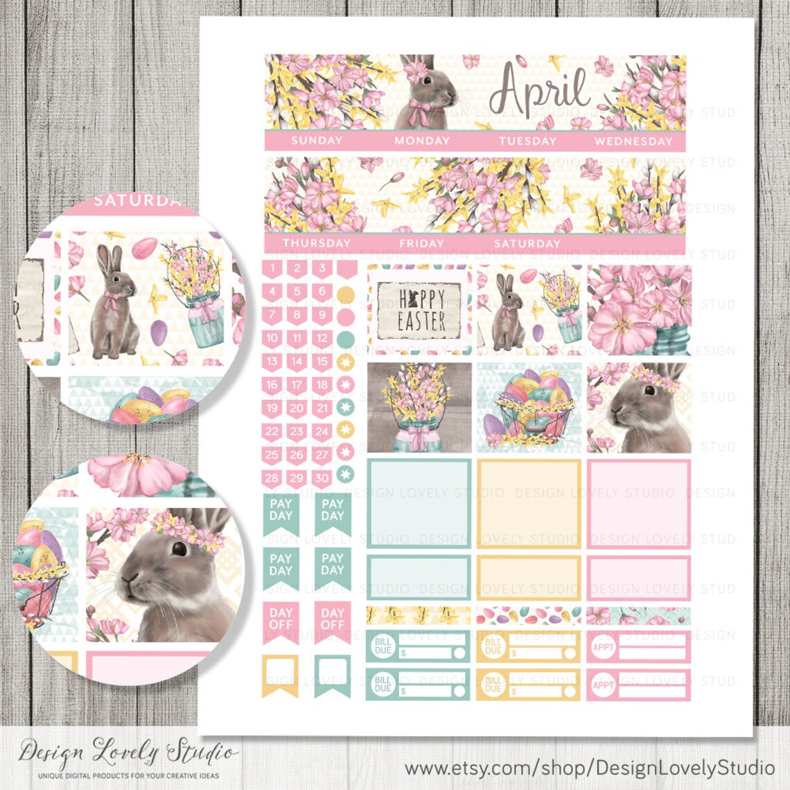 Printable APRIL Monthly Kit April Monthly Planner Stickers | Etsy