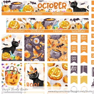 Printable OCTOBER Monthly Stickers Kit, Printable Halloween Planner ...