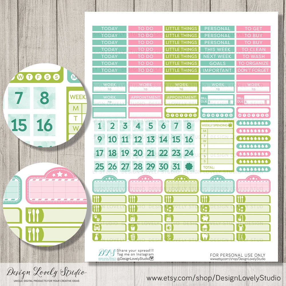Weekly Planner Printable Stickers, Happy Planner Weekly Stickers ...