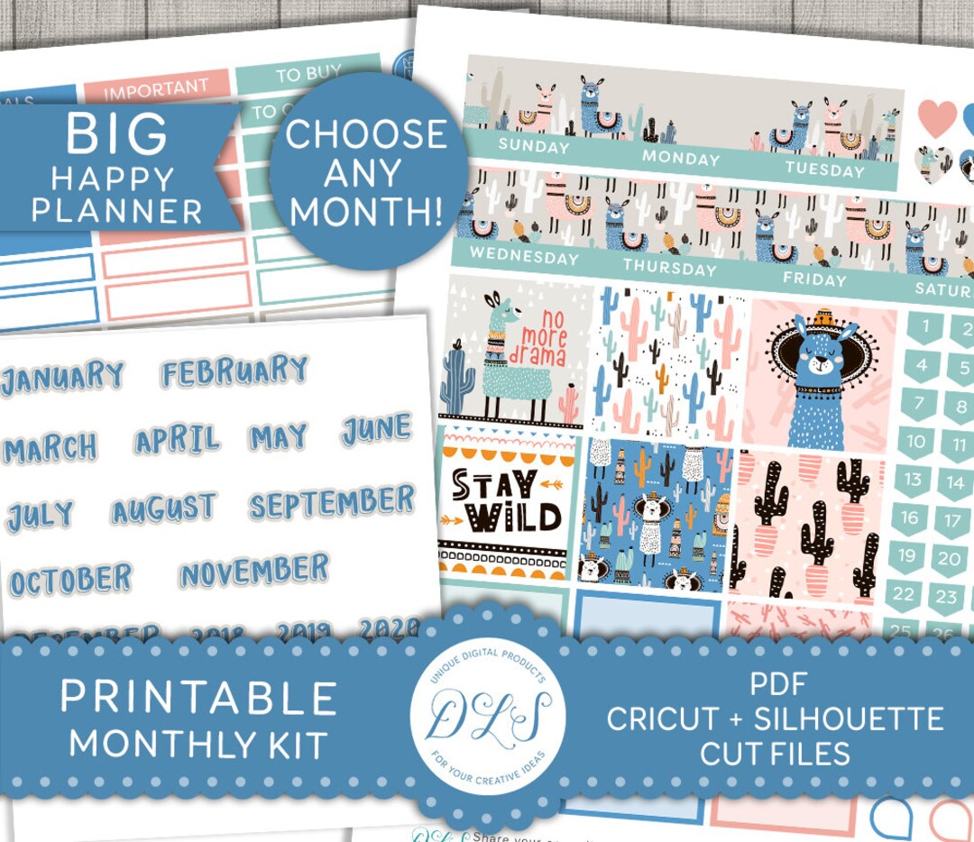 Printable Big Happy Planner Monthly Stickers, Big Happy Planner Kit ...