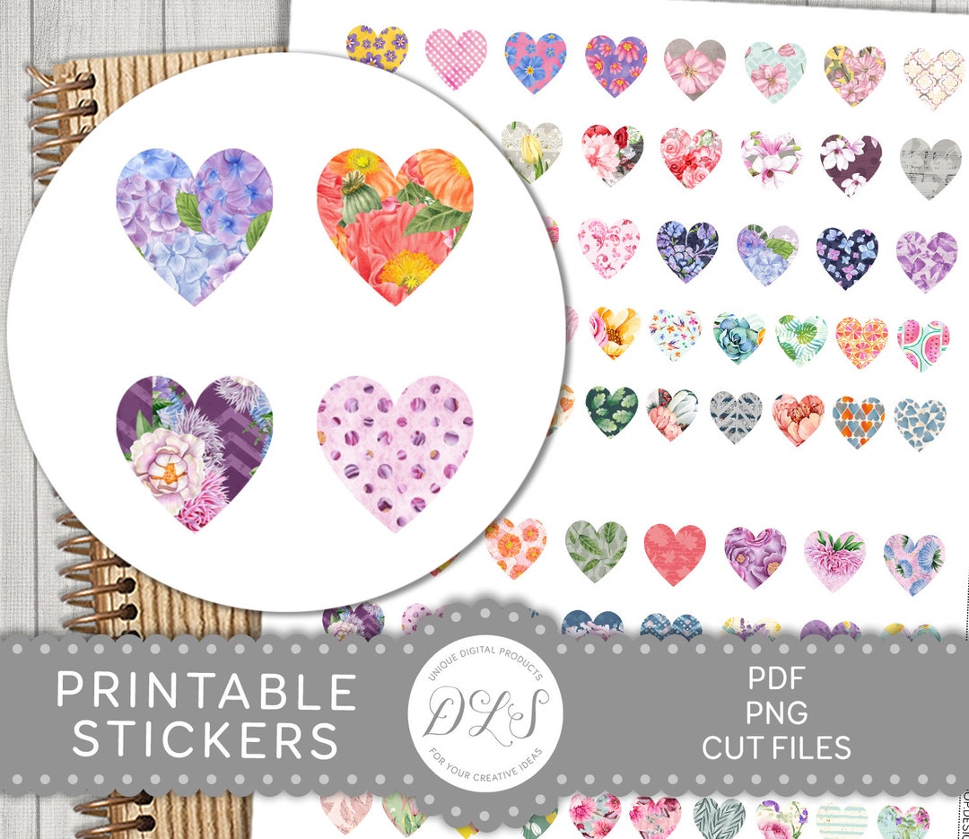 Printable Hearts Planner Stickers, Checklist Stickers, Printable ...