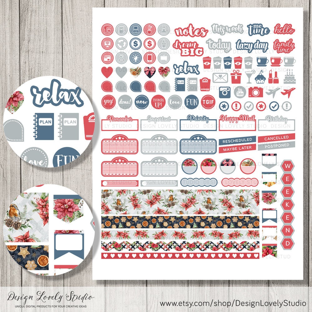 CHRISTMAS Planner Printable Stickers Holiday Planner | Etsy