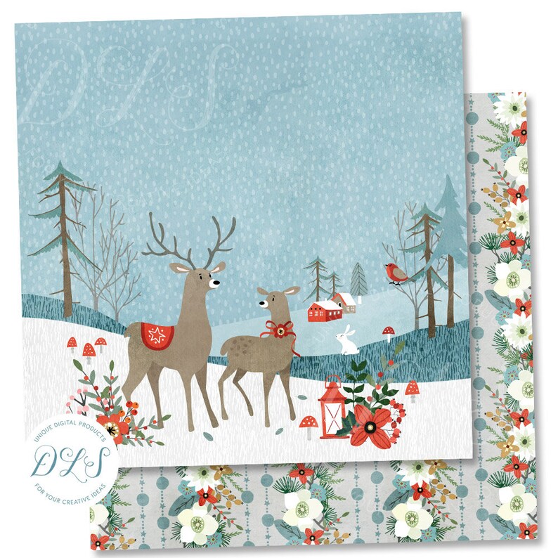 Winter Digital Paper, Winter Digital Backdrop, Christmas Digital ...