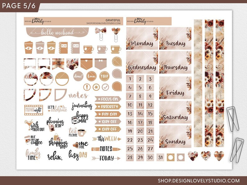 Thanksgiving Printable Planner Stickers, November Happy Planner ...