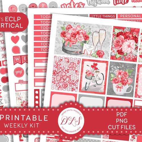 Printable VALENTINE'S DAY Planner Stickers Kit February - Etsy