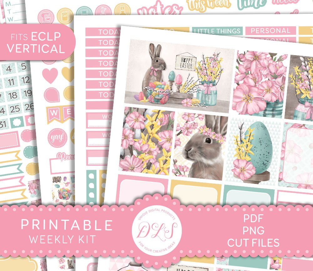 Easter Planner Stickers Printable Easter Weekly Stickers Kit - Etsy