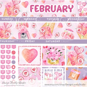 Printable FEBRUARY Planner Stickers, February Monthly Stickers Kit, for ...
