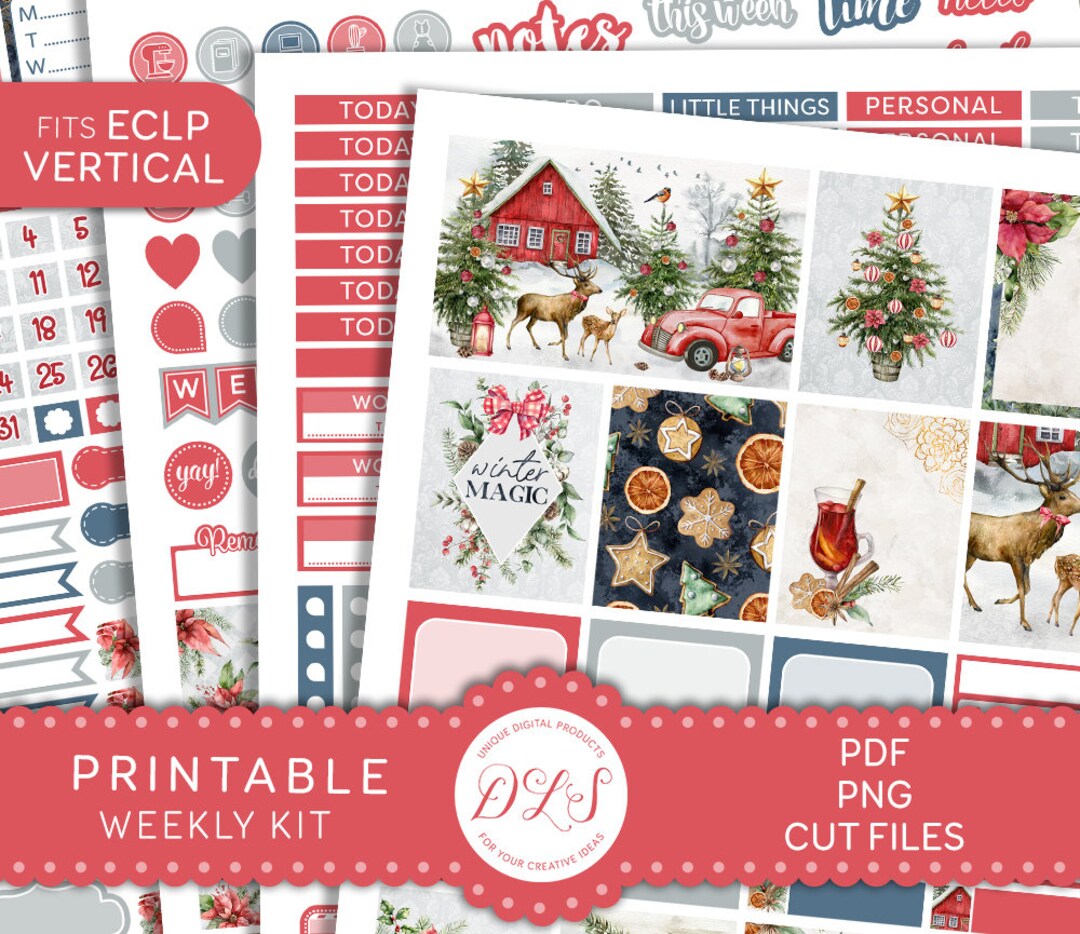 CHRISTMAS Planner Stickers, Printable Stickers, Weekly Sticker Kit ...