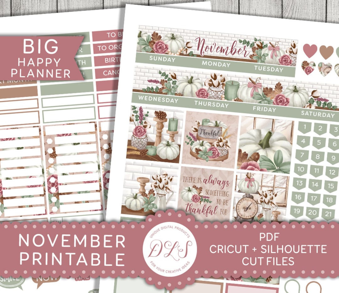 November Big Happy Planner Stickers, Big Happy Planner November Monthly ...