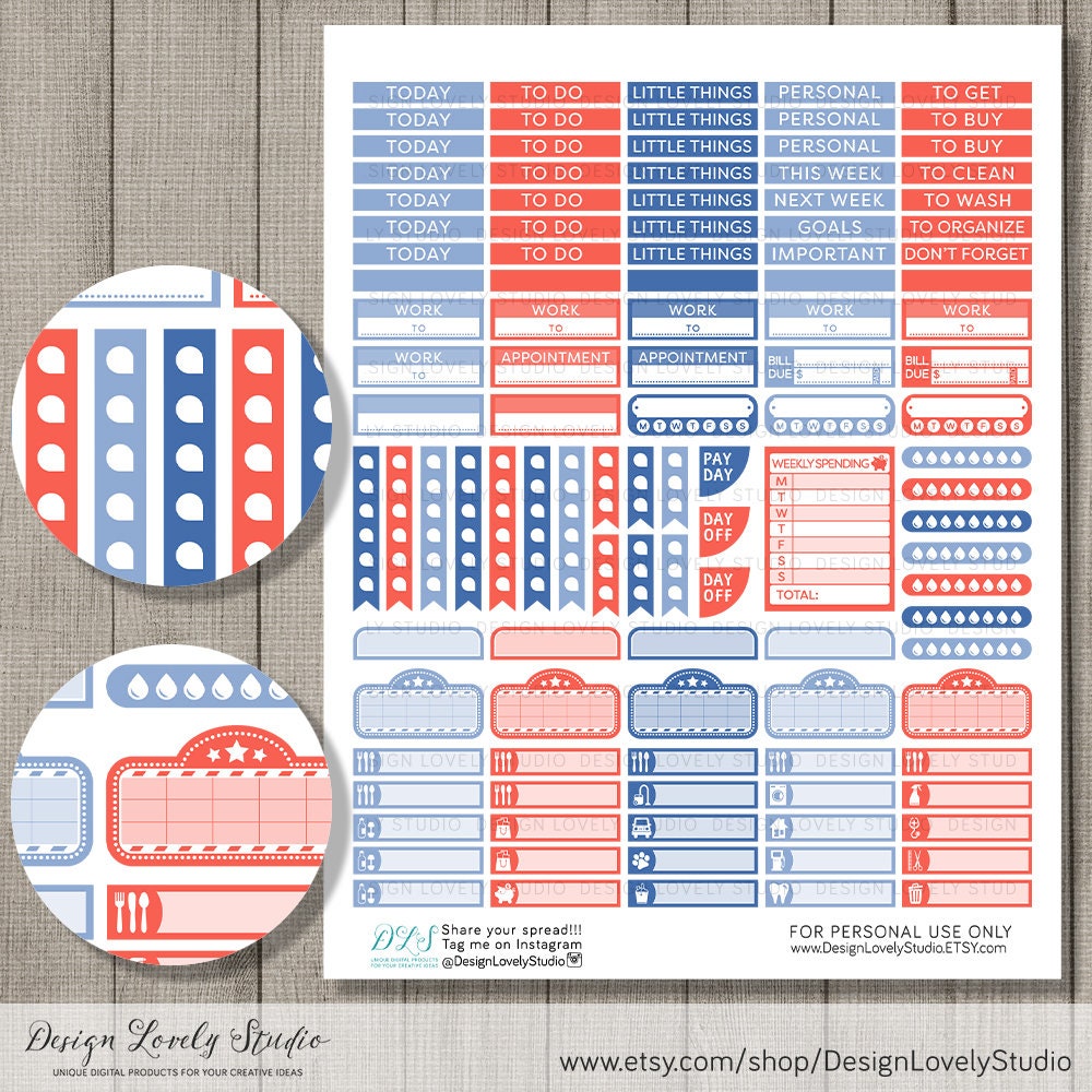 Printable 4TH OF JULY Weekly Sticker Kit July Weekly Planner - Etsy