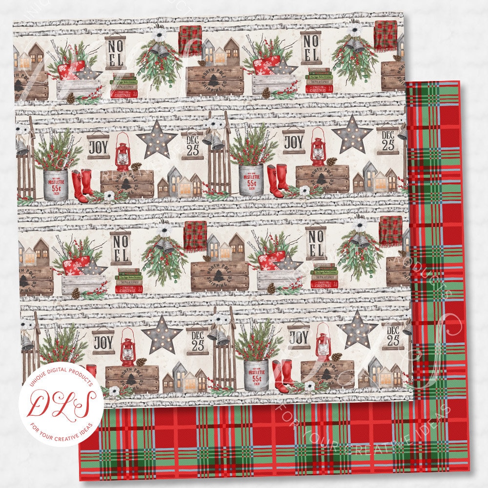 Christmas Digital Paper Christmas Digital Backdrop Rustic - Etsy