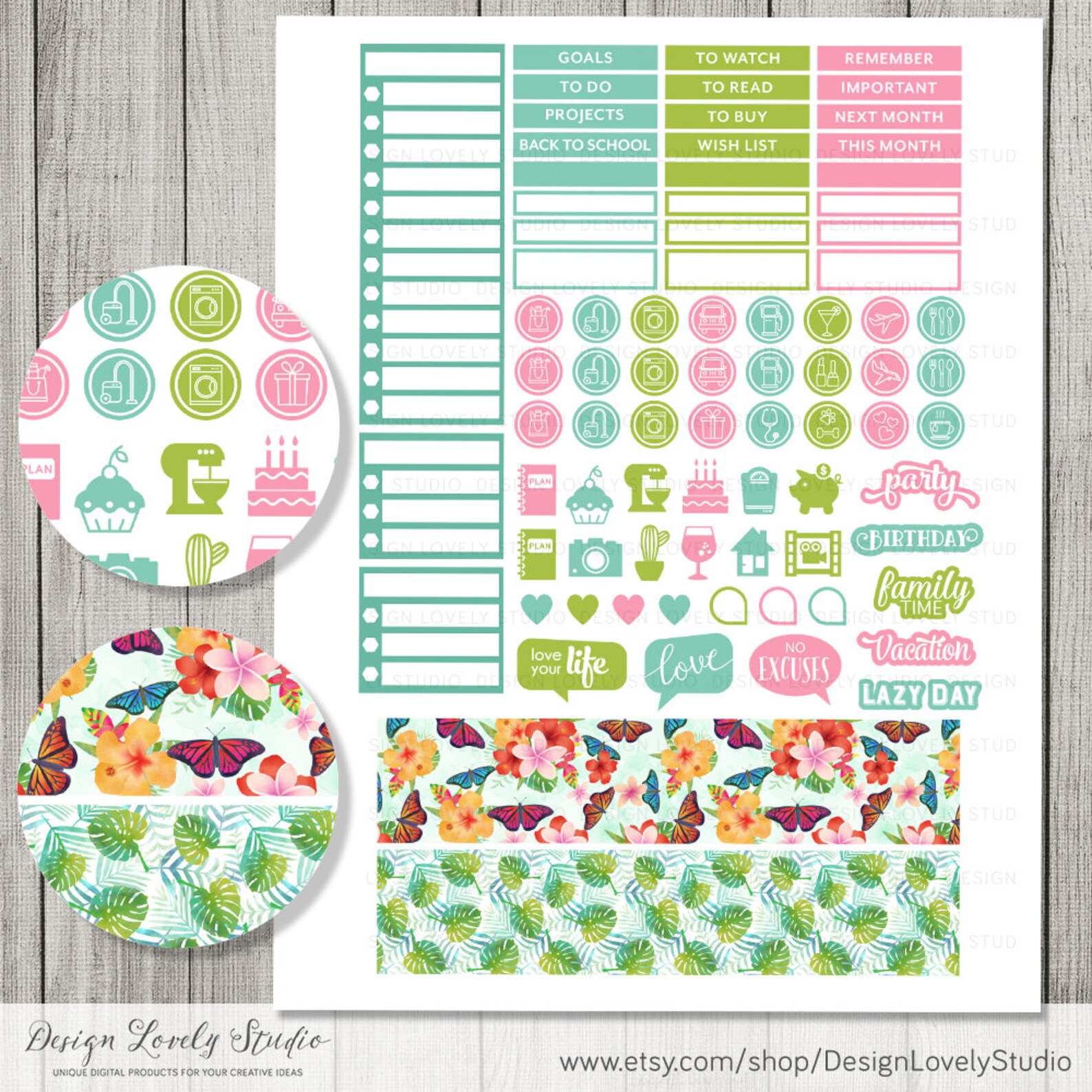 August Monthly Kit Printable August Monthly Stickers August | Etsy