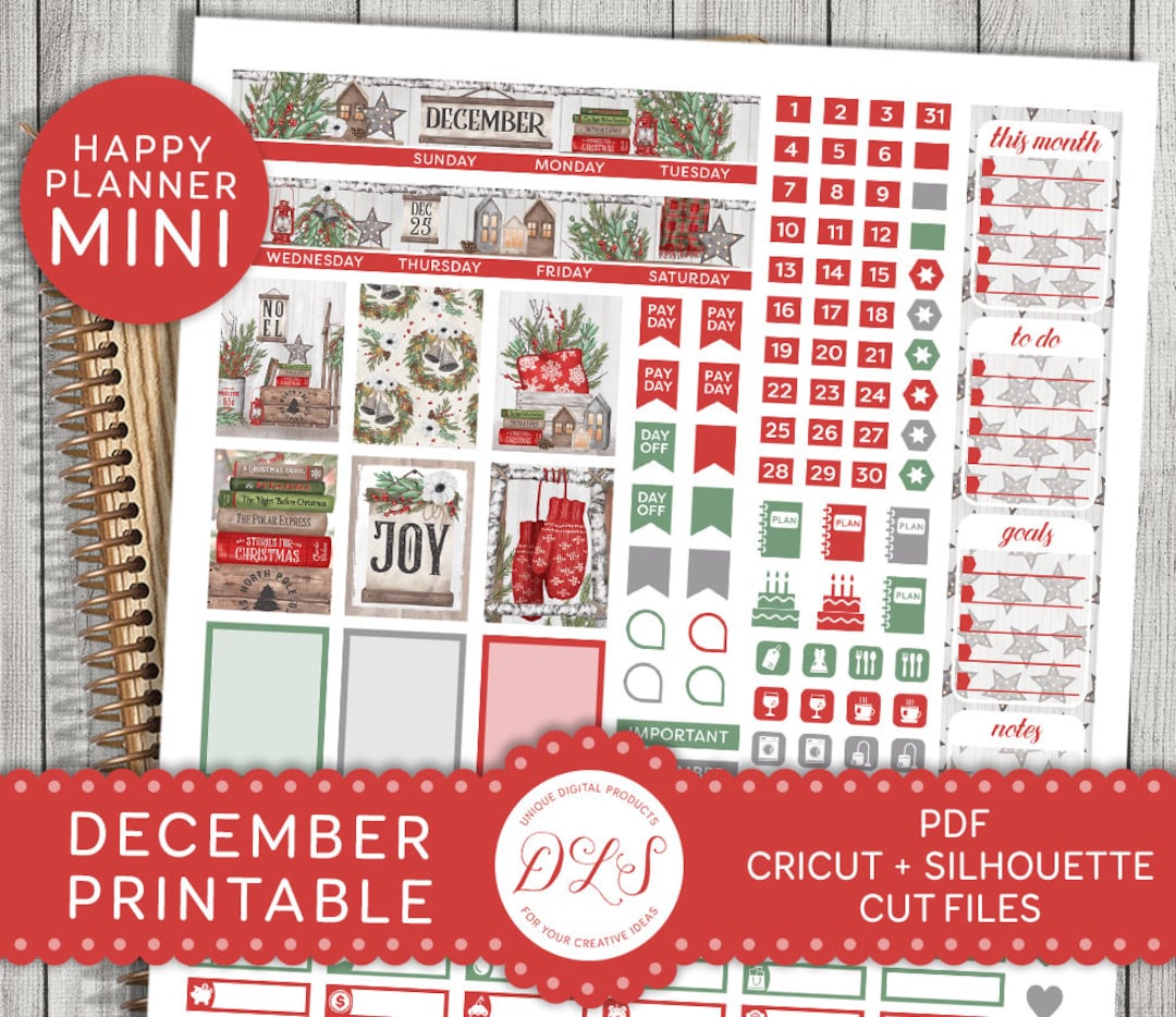 Mini Happy Planner December Planner Stickers, Printable December ...