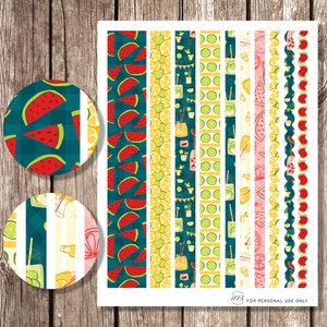 HORIZONTAL Summer Planner Printable Bright Stickers Weekly Set ...