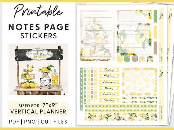 Notes Page Sticker Kit Printable Planner Stickers Monthly - Etsy