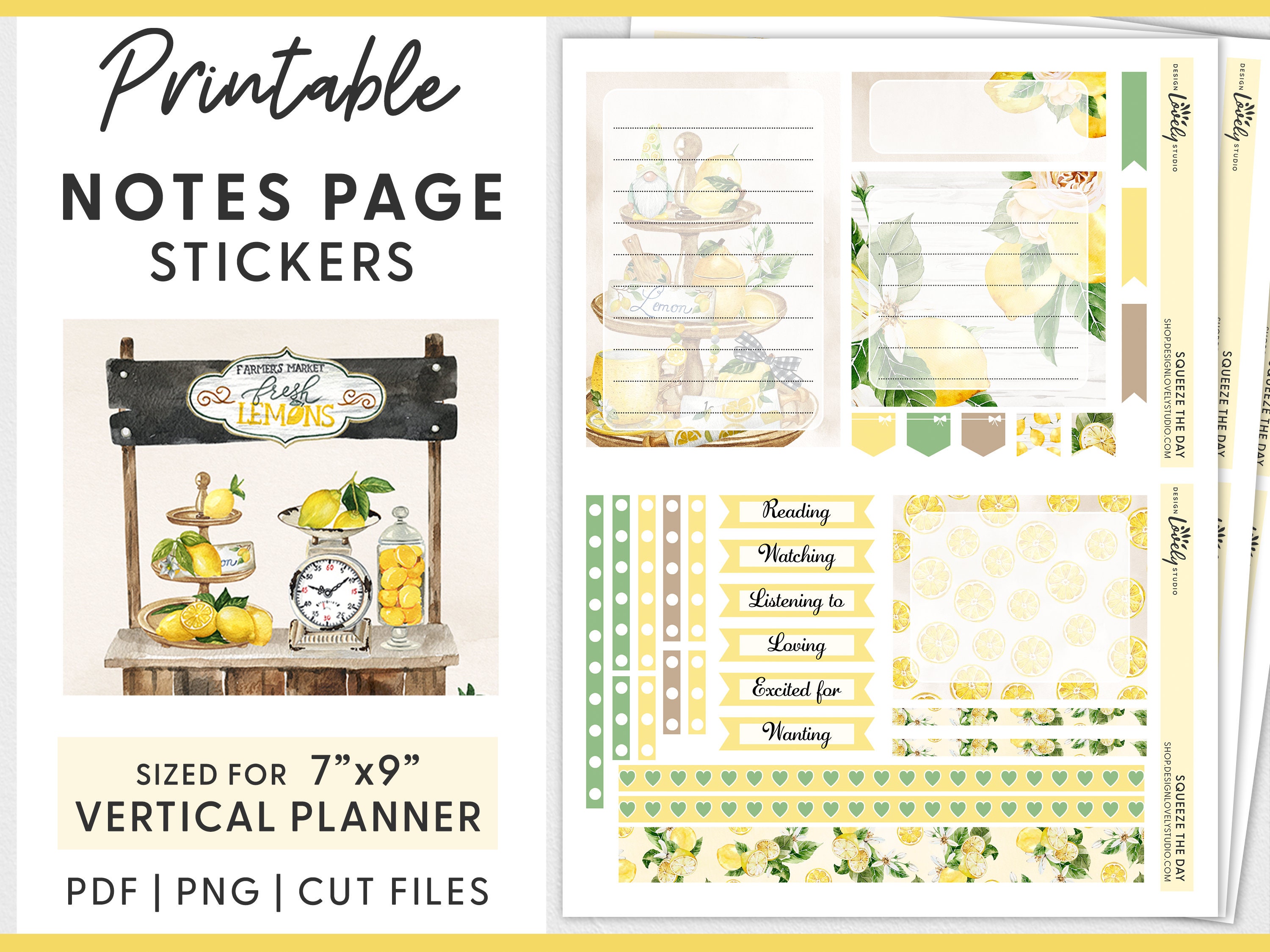 Notes Page Sticker Kit Printable Planner Stickers Monthly - Etsy