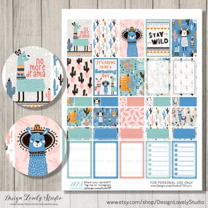 Printable Happy Planner Stickers, Llama Planner Stickers, Happy Planner ...
