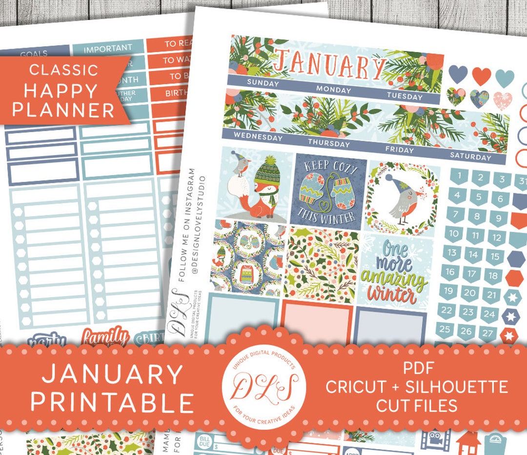 Happy Planner January Monthly Kit, January Monthly Planner Stickers ...