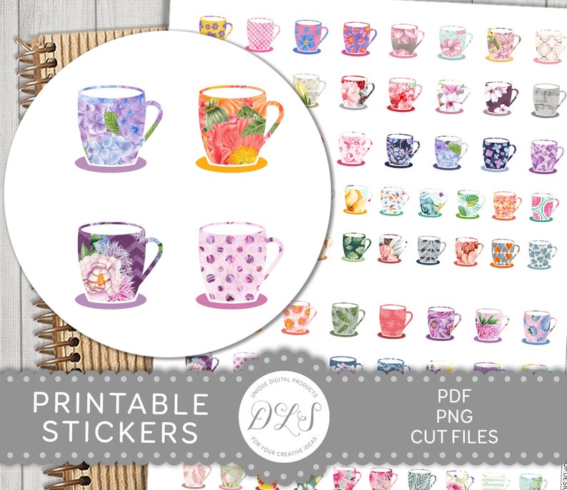 Printable Mug Planner Stickers Coffee Cup Planner Stickers - Etsy