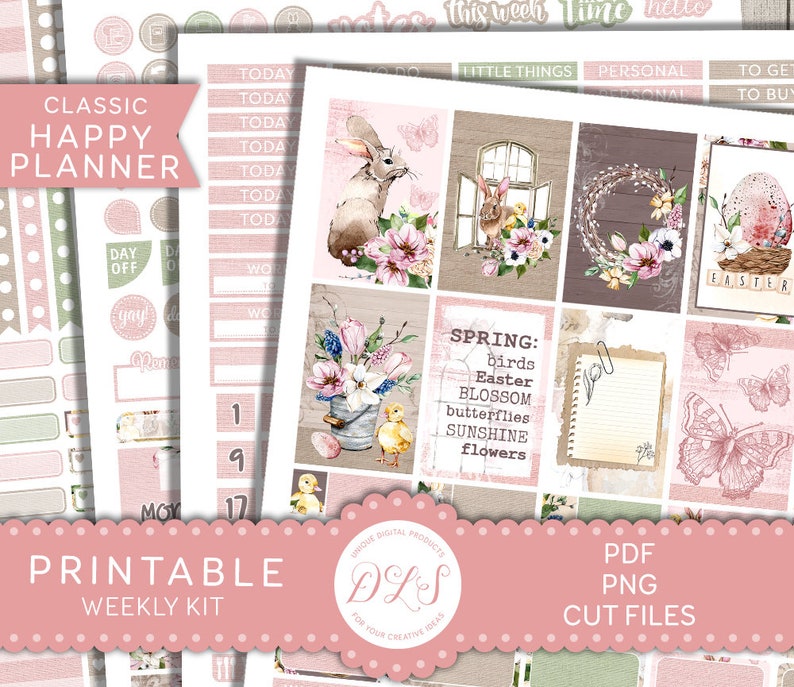 Happy Planner Printable Weekly Kit Easter Planner Stickers - Etsy