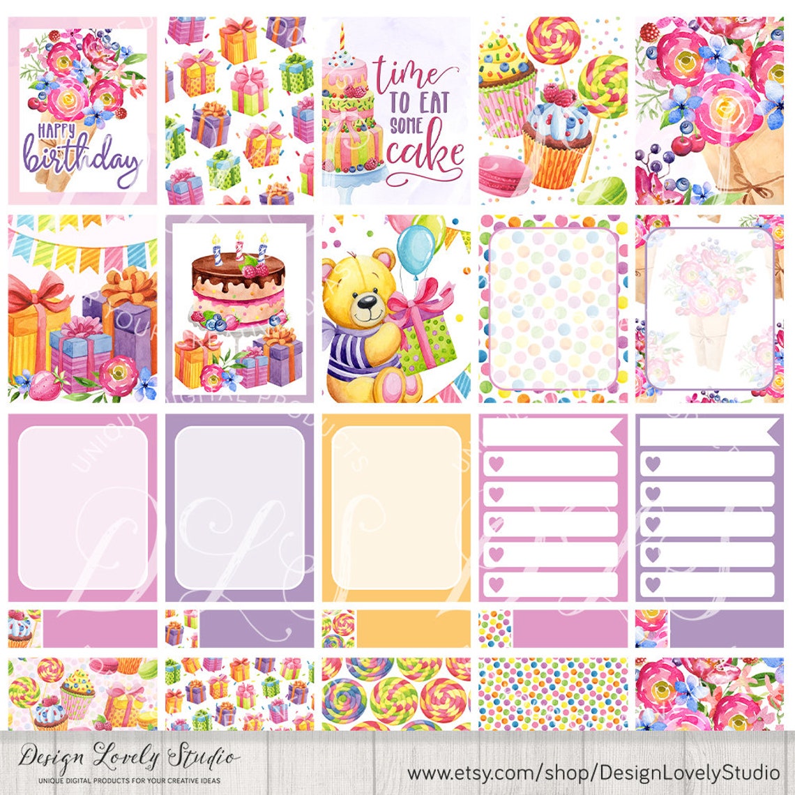 Printable Birthday Planner Stickers Birthday Planner Kit - Etsy