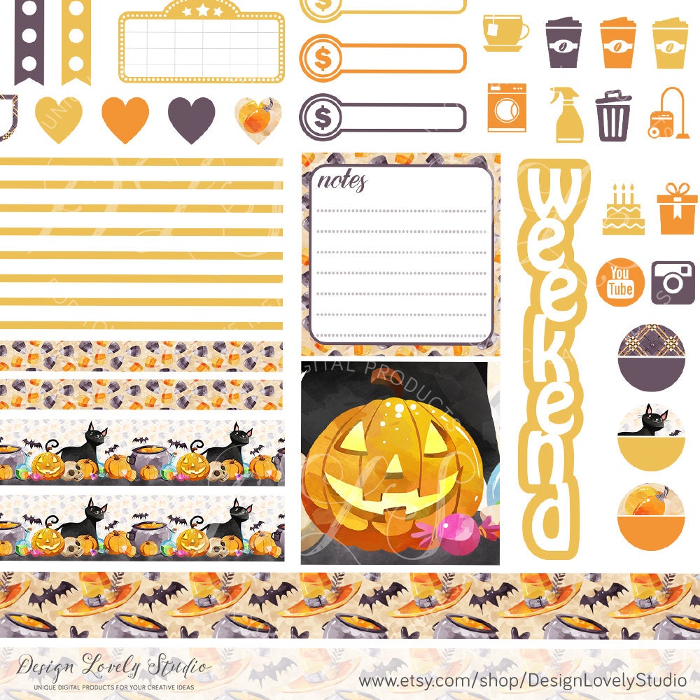 HALLOWEEN Planner Stickers Kit Mini Happy Planner Weekly - Etsy