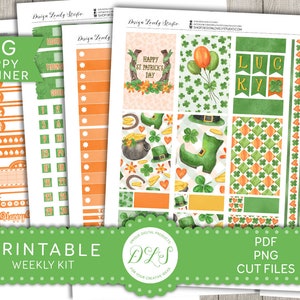 Printable St Patricks Day Planner Stickers Kit, Big Happy Planner March ...