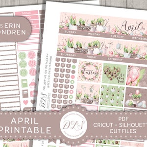 April Monthly Kit, Printable April Planner Stickers, Easter Monthly Kit ...