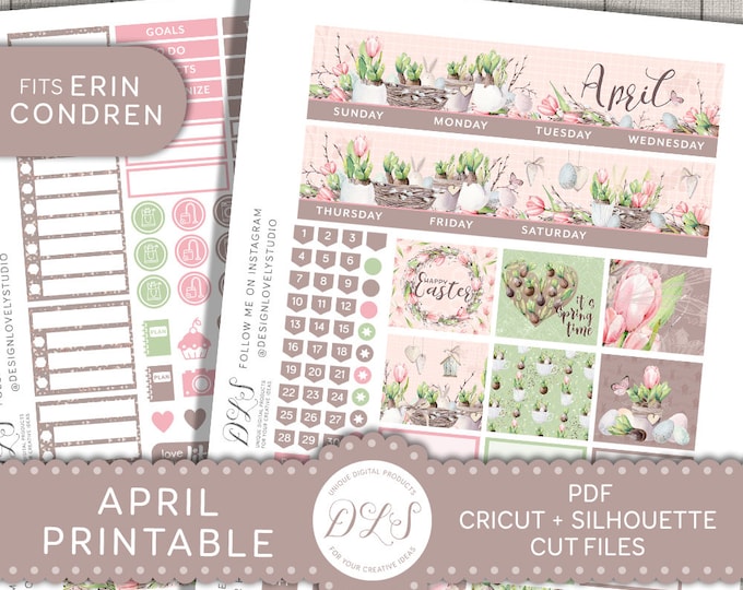 April Monthly Kit Printable April Planner Stickers Easter - Etsy