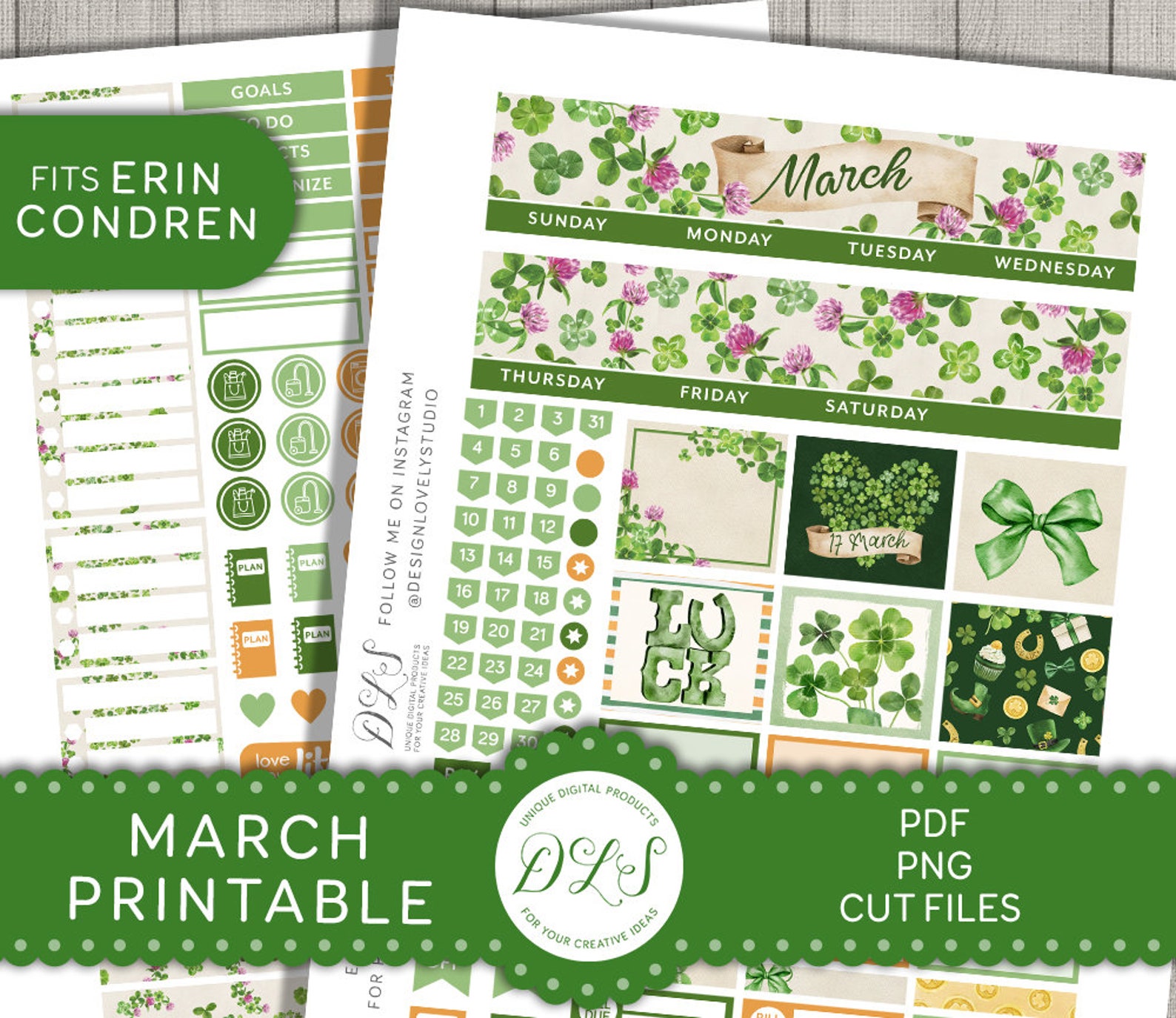 Printable MARCH Monthly Planner Stickers for Erin Condren St. - Etsy