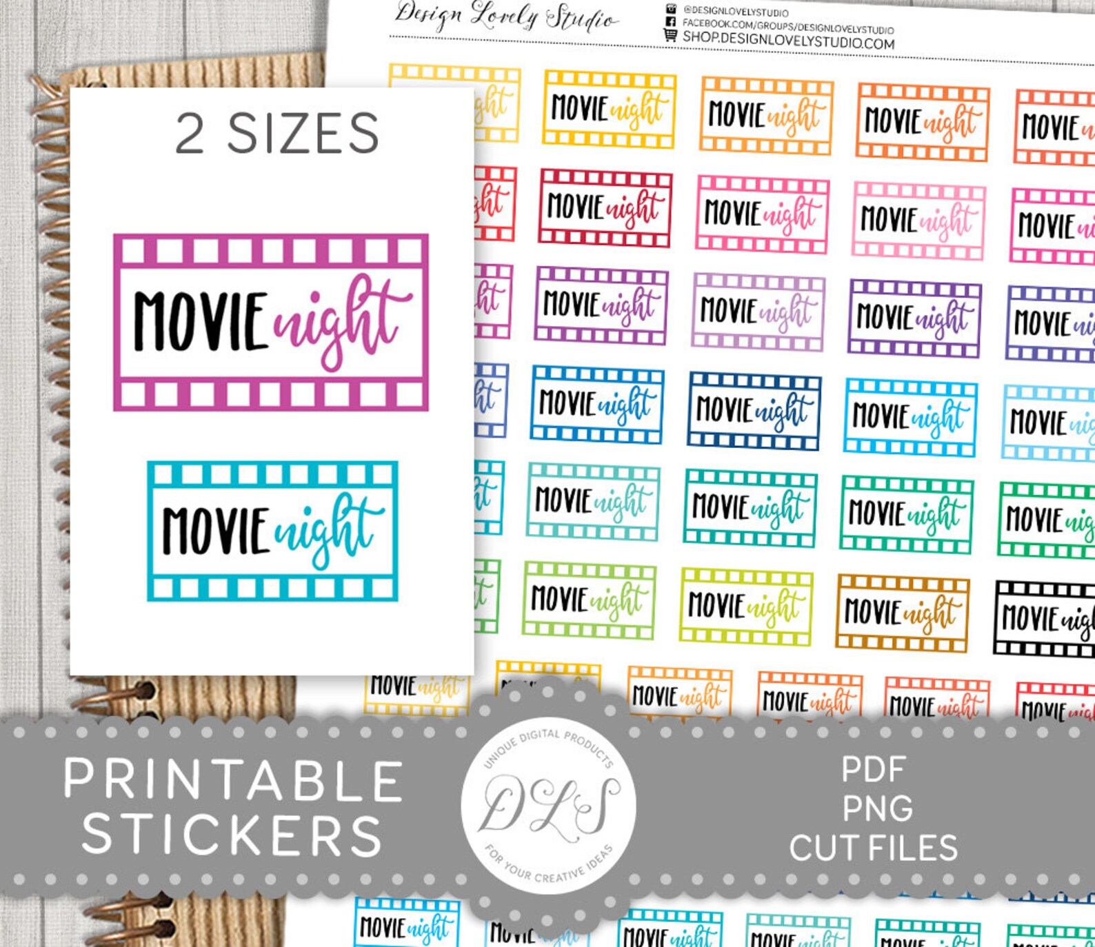 MOVIE NIGHT Planner Stickers Printable Movie Night Stickers - Etsy