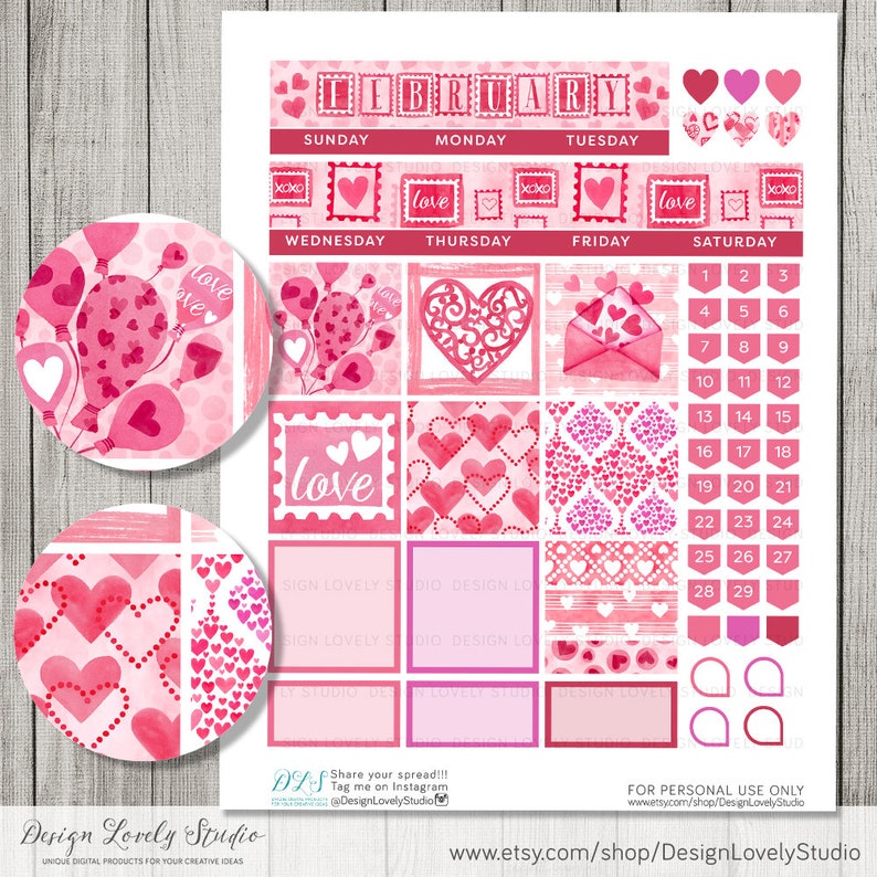 Big Happy Planner February Stickers Kit Printable February - Etsy