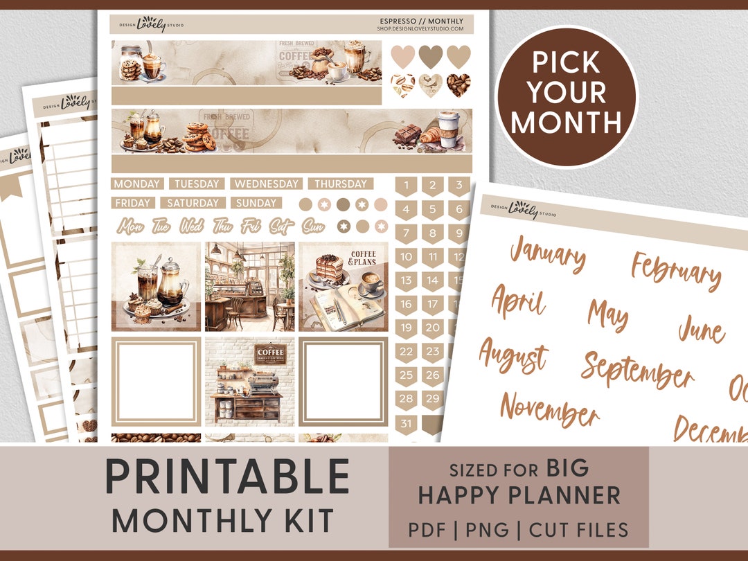 Coffee Lover Monthly Planner Stickers, Coffee Planner Stickers, Coffee ...