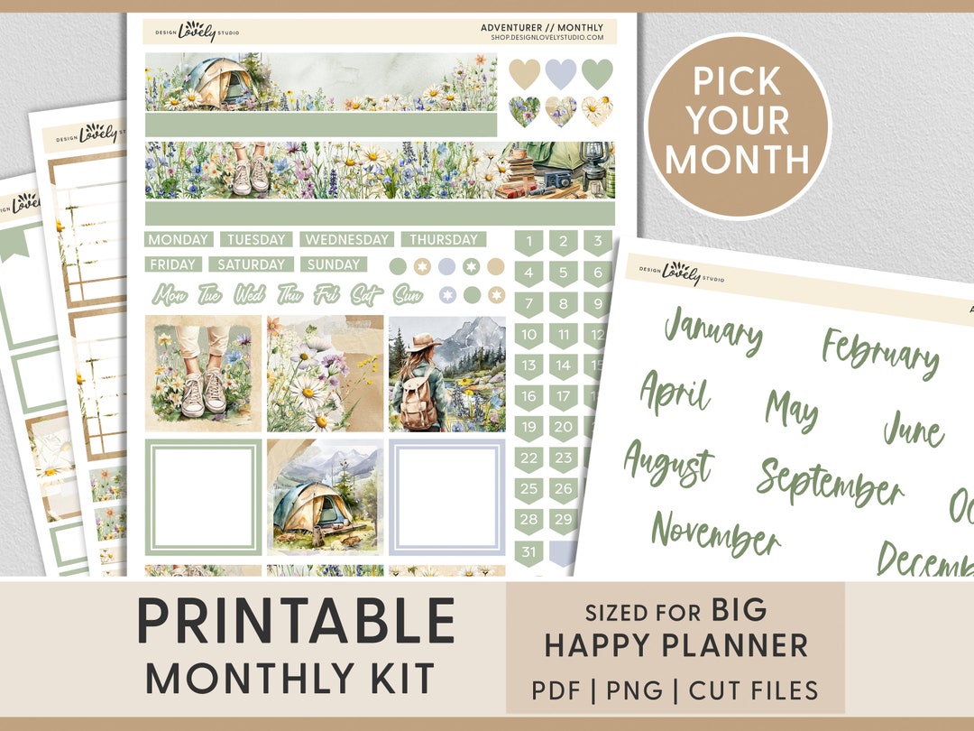 Printable June Planner Stickers, July Monthly Sticker Kit, August ...