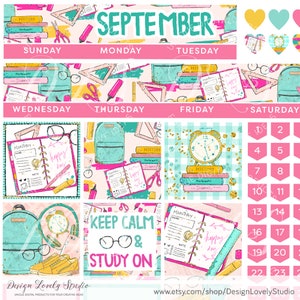 BACK TO SCHOOL Planner Stickers, Printable September Monthly Kit, Big ...