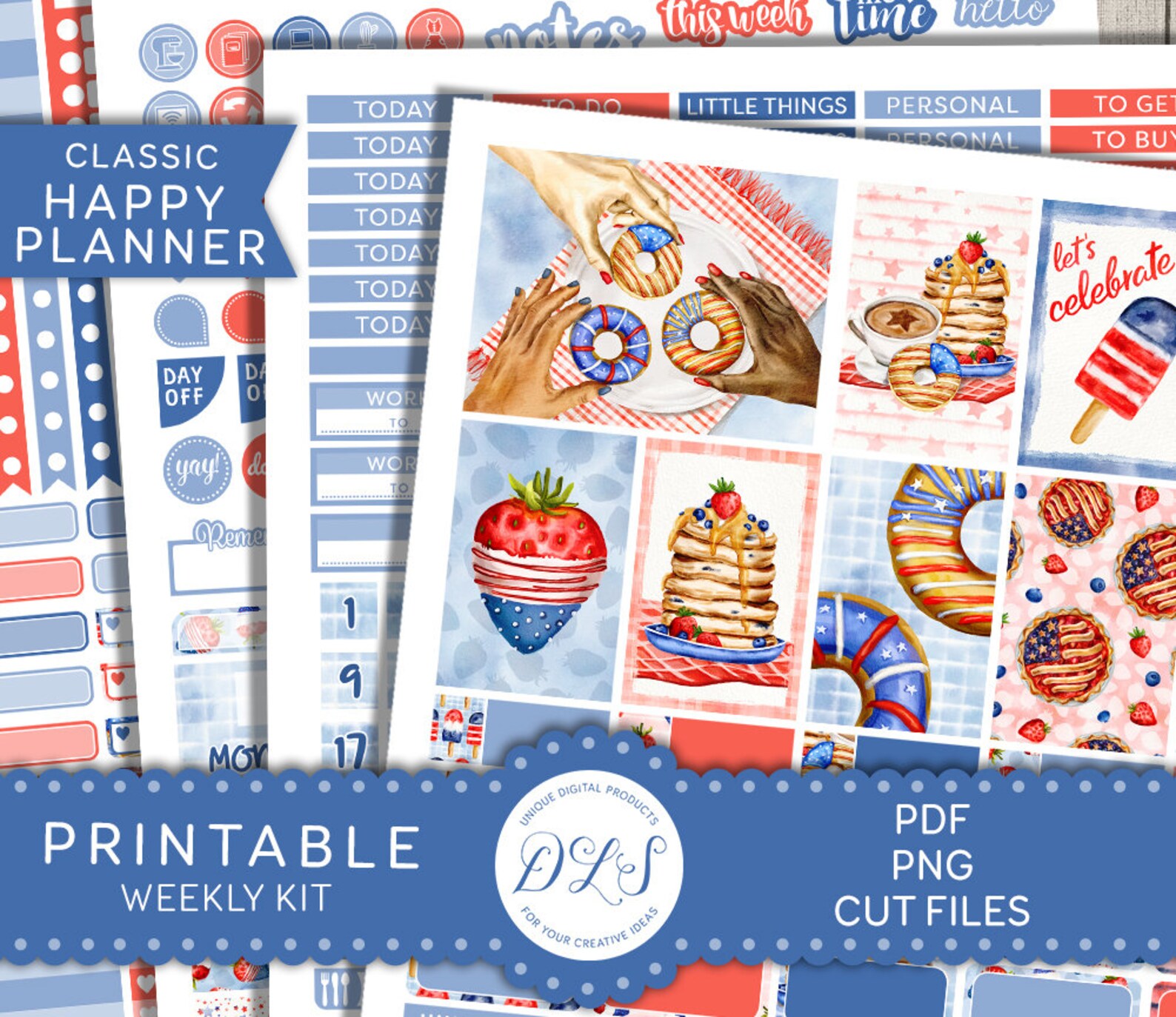 Printable 4TH OF JULY Planner Stickers Kit, July Weekly Kit, Happy ...