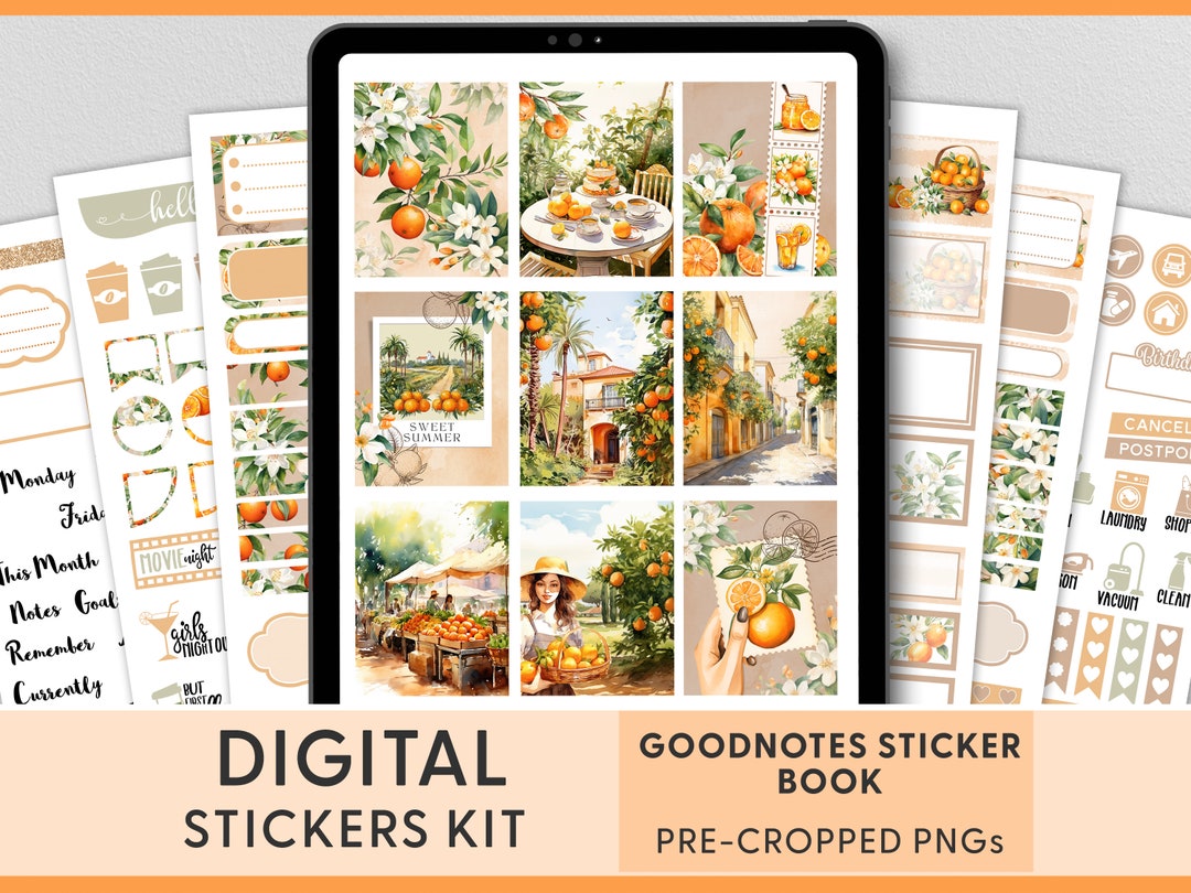 Summer Digital Planner Stickers, Orange, Citrus, Fruit, Vacation ...