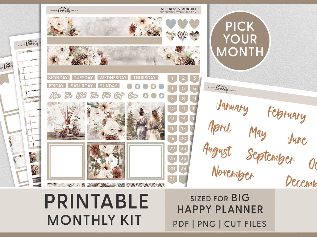 Printable Monthly Sticker Kit, Spa Weekend Planner Stickers, Self Care ...