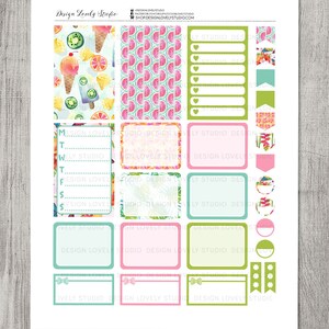 Tropical Summer Planner Stickers Kit, PRINTABLE Big Happy Planner ...