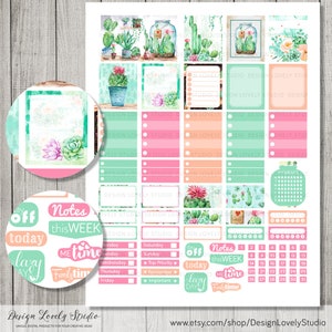 PRINTABLE SUCCULENTS Planner Stickers, Cacti Planner Stickers, Mini ...