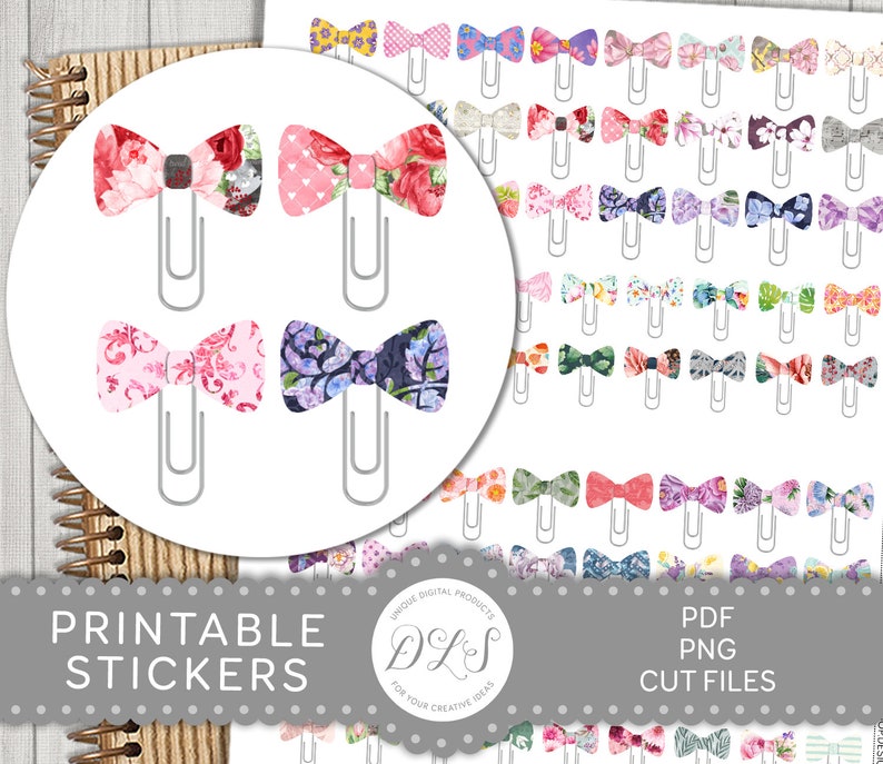 PRINTABLE Bow Paper Clip Stickers Bow Paper Clip Stickers for - Etsy