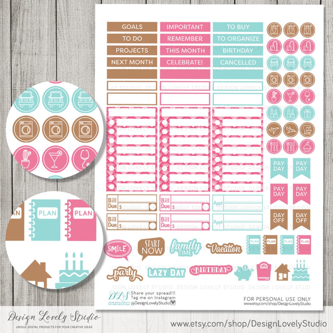 Printable DECEMBER Monthly Stickers Kit, Big Happy Planner December Kit ...