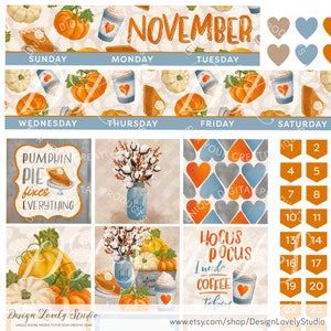November Happy Planner Monthly Kit, November Printable Planner Stickers ...