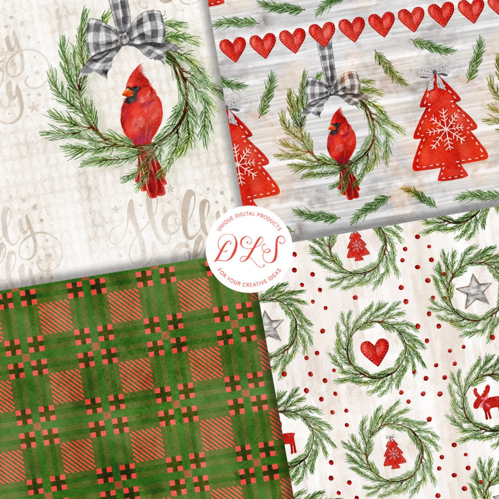CHRISTMAS Digital Paper Pack Christmas Scrapbook Paper - Etsy
