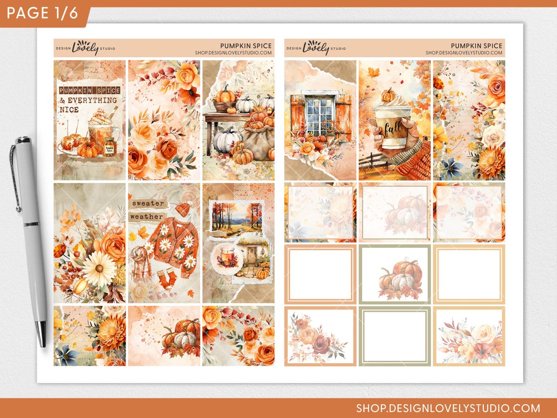 Autumn Planner Stickers, Fall Sticker Sheet, Printable Happy Planner ...