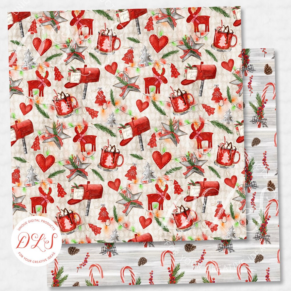 CHRISTMAS Digital Paper Pack, Christmas Scrapbook Paper, Christmas ...