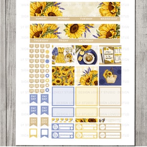 SUNFLOWERS Planner Stickers, Printable Monthly Stickers Kit, for Erin ...