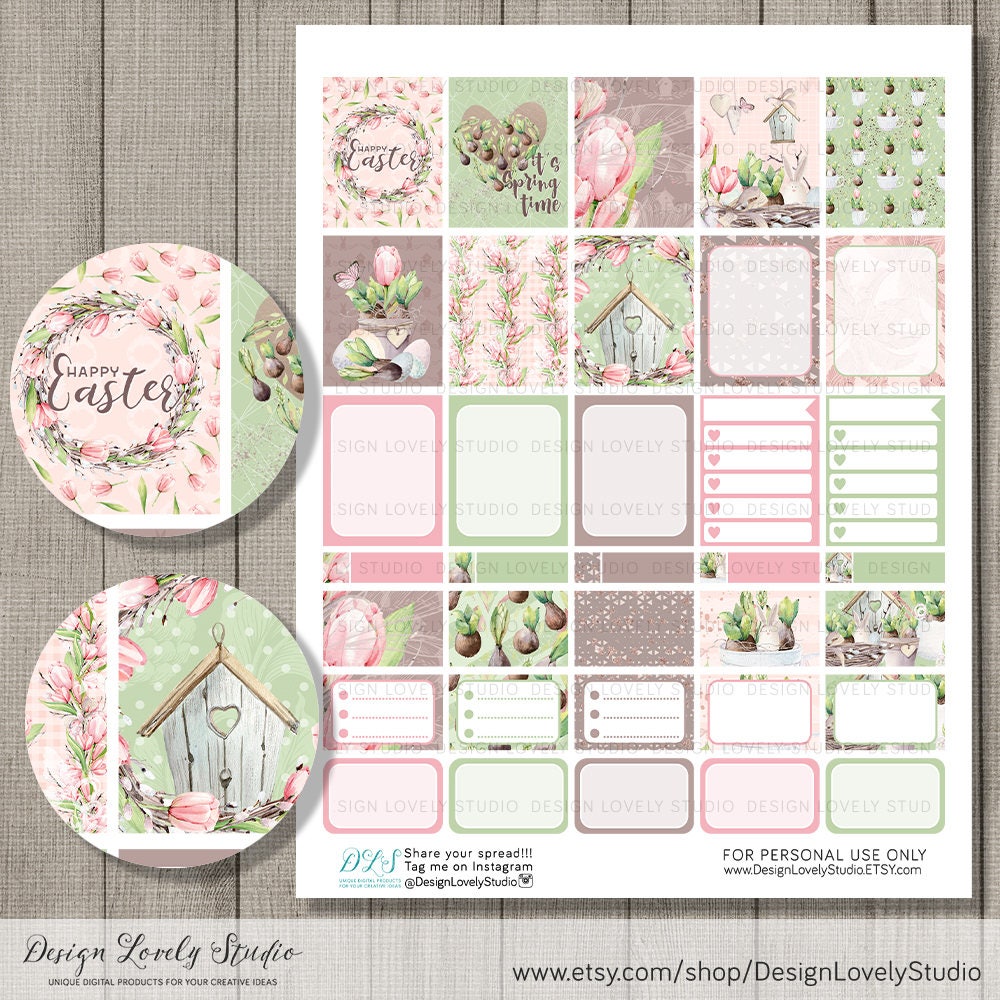 Printable Easter Planner Stickers Erin Condren Easter - Etsy